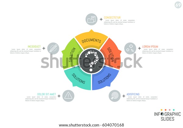 Round Diagram Divided Into 5 Multicolored Stock Vector (Royalty Free ...
