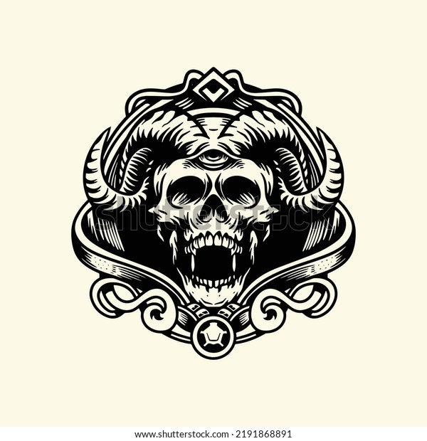 Round Emblem Vector Skull Head Badge Stock Vector (Royalty Free ...