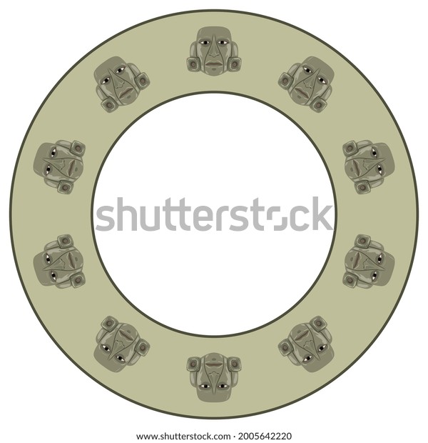 Round Ethnic Border Frame Ancient Mayan Stock Vector (Royalty Free ...
