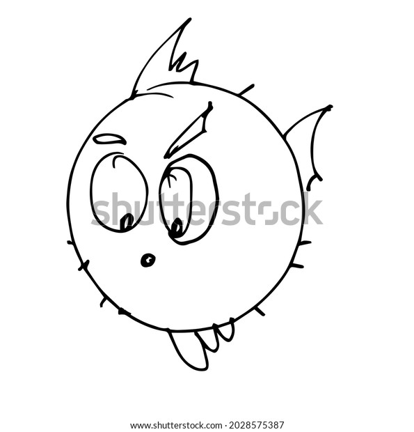 Round Fish Sketch Vector Doodle Illustration Stock Vector (Royalty Free ...