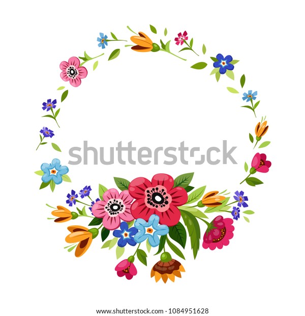 Round Flower Frame Template Invitation Greeting: vector de stock (libre ...