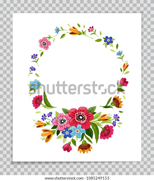 Round Flower Frame Template Invitation Greeting Stock Vector (Royalty ...