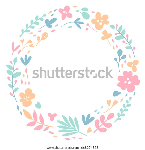 Round Flowers Plants Frame Flat Design Stock Vector (Royalty Free ...