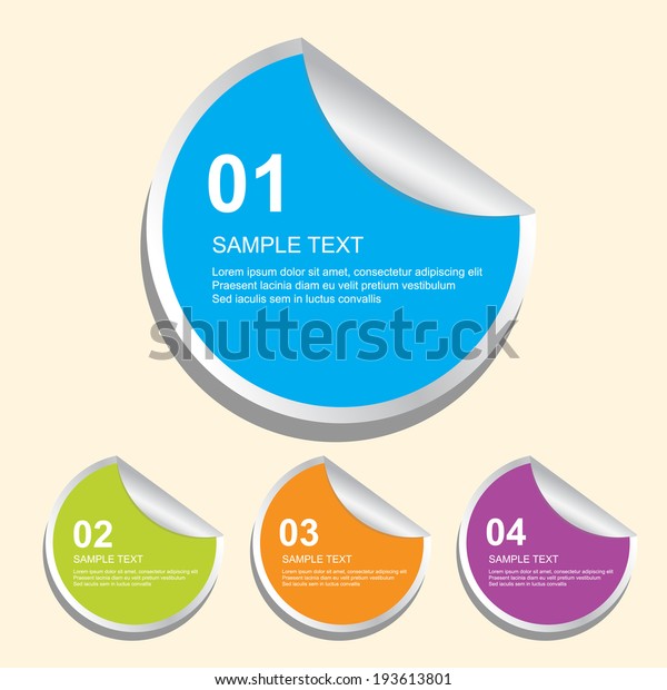 Round Folded Colorful Numbered Labels Infographic Stock Vector (Royalty ...