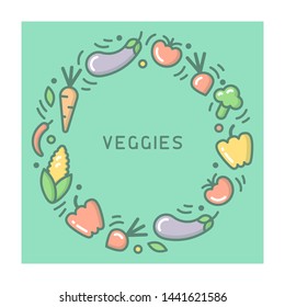 Round Form Concept Vegetables Cartoon Style Stock Vector (Royalty Free ...