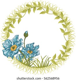 Round Frame Blue Flower Stock Vector (Royalty Free) 562568956 ...