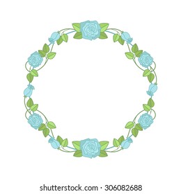 Round Frame Blue Roses Stock Vector (Royalty Free) 306082688 | Shutterstock
