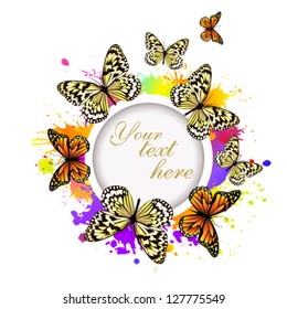 Round Frame Butterflies Stock Vector (Royalty Free) 127775549 ...