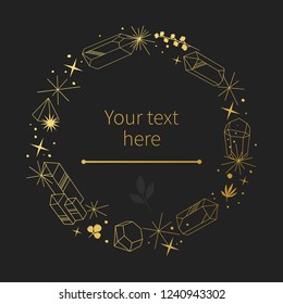 Round Frame Crystals Plants Vector Illlustration Stock Vector (Royalty ...