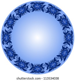 Round Frame Floral Pattern Blue Color Stock Vector (Royalty Free ...