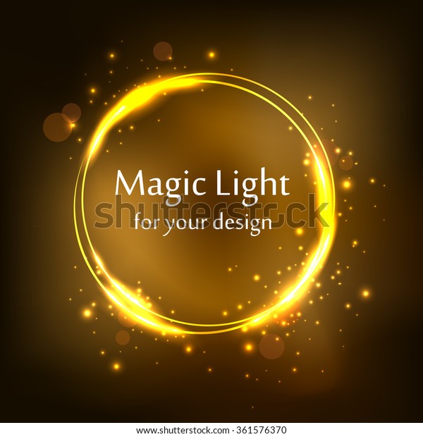 Round Frame Golden Magic Light Bokeh Stock Vector (Royalty Free ...