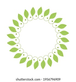 Round Frame Green Leaves Template Place Stock Vector (Royalty Free ...