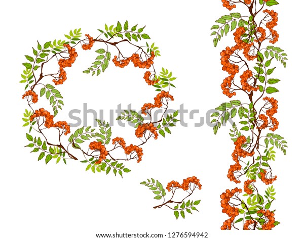 Round Frame Made Rowan Seamless Border: เวกเตอร์สต็อก (ปลอดค่าลิขสิทธิ์ ...