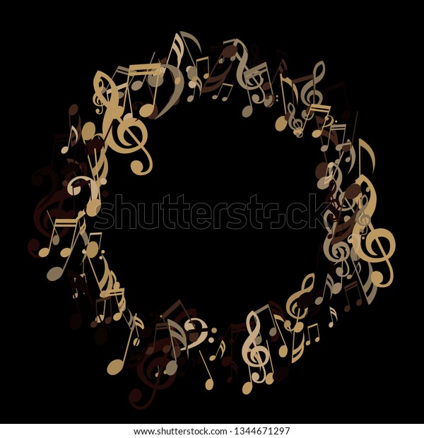 Round Frame Musical Signs Creative Background Stock Vector (Royalty ...