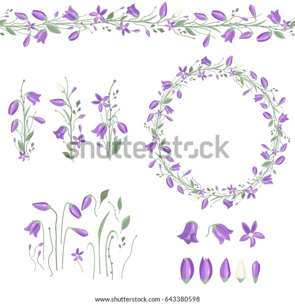 Round Frame Pretty Bluebells Spring Floral Stock Vector (Royalty Free ...