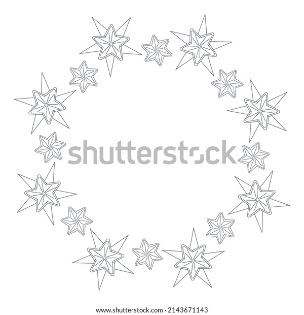 Round Frame Stars Hand Drawn Vector Stock Vector (Royalty Free ...