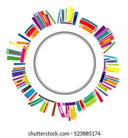 Round Frame Stylized Books Stock Vector (Royalty Free) 523885174 ...