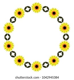 Round Frame Yellow Flowers Stock Vector (Royalty Free) 1042945384 ...