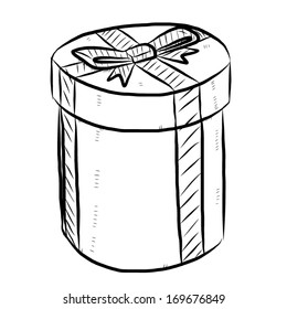 Round Gift Box Cartoon Black White Stock Vector (Royalty Free ...