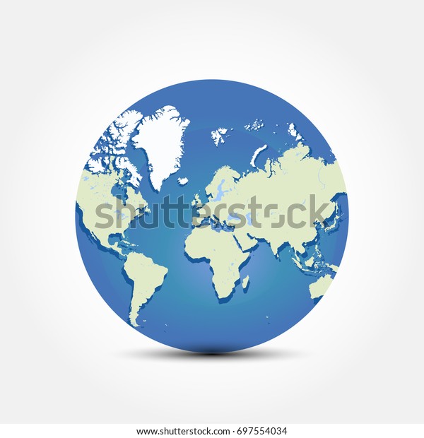 Round Globe World Map Flat Vector Stock Vector (Royalty Free) 697554034 ...