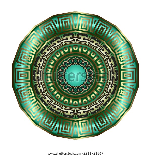 Round Gold Luxury 3d Chains Mandala Stock Vector (Royalty Free ...