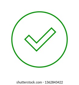 Round Green Check Mark Thin Line Stock Vector (Royalty Free) 1362843422 ...