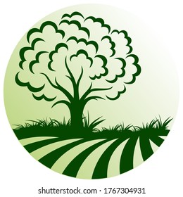 Round Green Tree Symbol Field Stock Vector (Royalty Free) 1767304931 ...