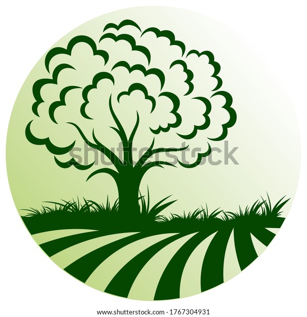 Round Green Tree Symbol Field Stock Vector (Royalty Free) 1767304931 ...