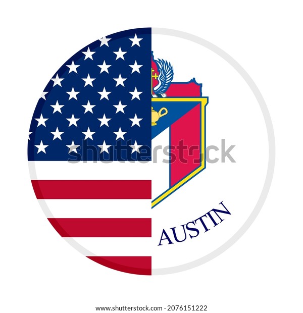 Round Icon America Austin Flags Isolated Stock Vector (Royalty Free ...