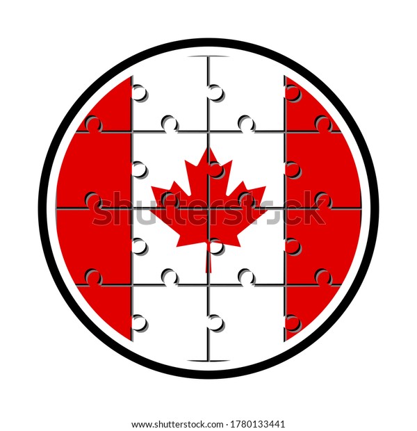 Round Icon Canada Flag Made Jigsaw Stock Vector (Royalty Free) 1780133441