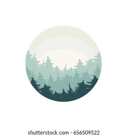 Round Icon Forest Landscape Circle Nature Stock Vector (Royalty Free ...