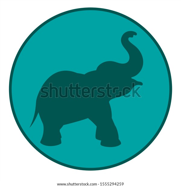 Round Icon Frame Simple Silhouette Elephant Stock Vector (Royalty Free ...