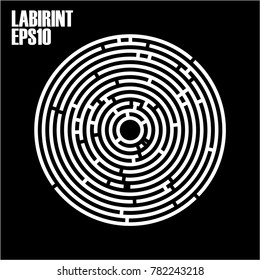 Round Labyrinth On Black Background Stock Vector (Royalty Free ...