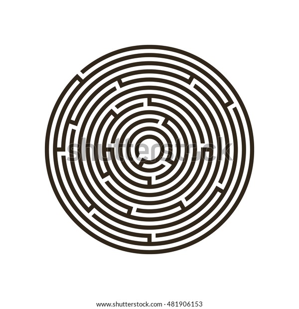 Round Labyrinthmaze Illustration Conundrum Isolated On Stock Vector ...