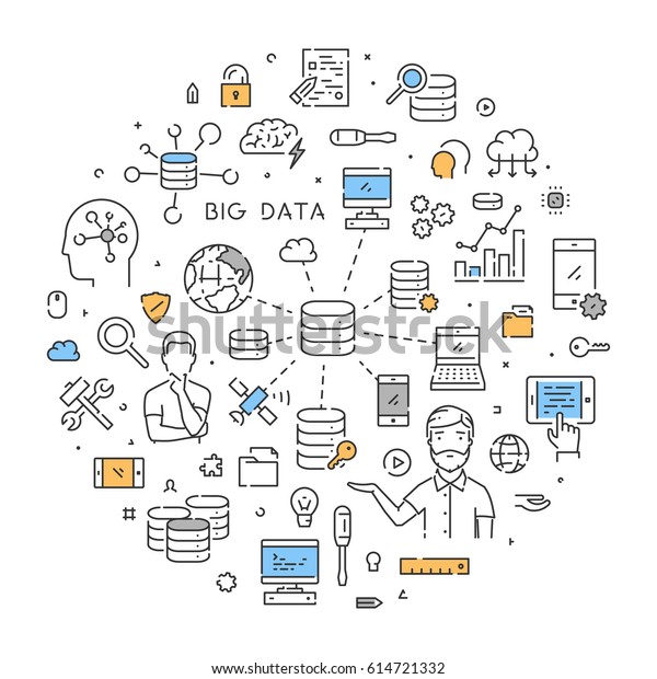 Round Line Banner Big Data Vector Stock Vector (Royalty Free) 614721332