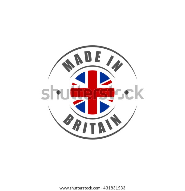 Round "Made in Britain" label with UK flag