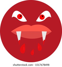 Round Monster Face Big Lips Sharp Stock Vector (Royalty Free ...