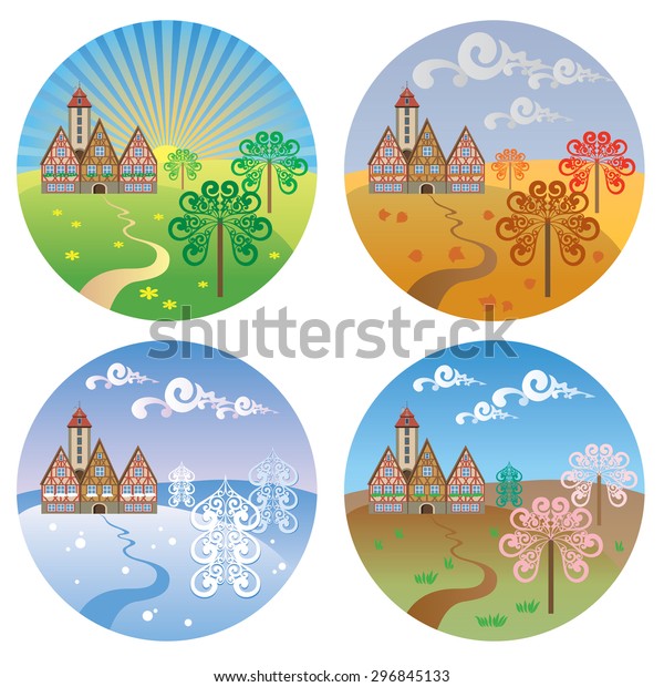 Round Pictures Image Four Seasons Stock Vector (Royalty Free) 296845133