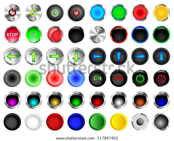 Round Push Buttons Different Colors Styles Stock Vector (Royalty Free ...