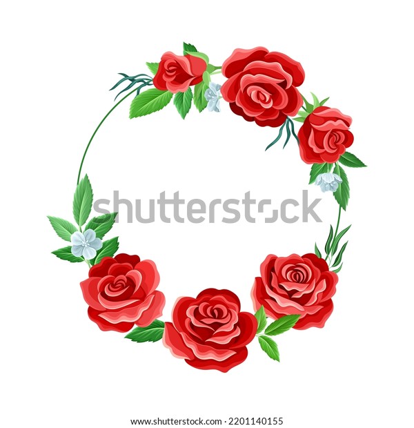 Round Rose Frame Red Lush Bud Stock Vector (Royalty Free) 2201140155 ...