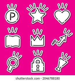 Round Simple Cute Pink Icon Set Stock Vector (Royalty Free) 2046788180 ...