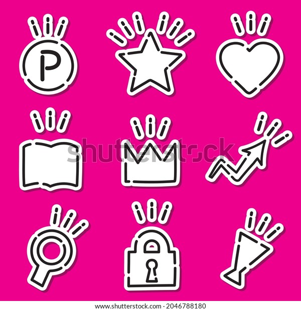 Round Simple Cute Pink Icon Set Stock Vector (Royalty Free) 2046788180 ...
