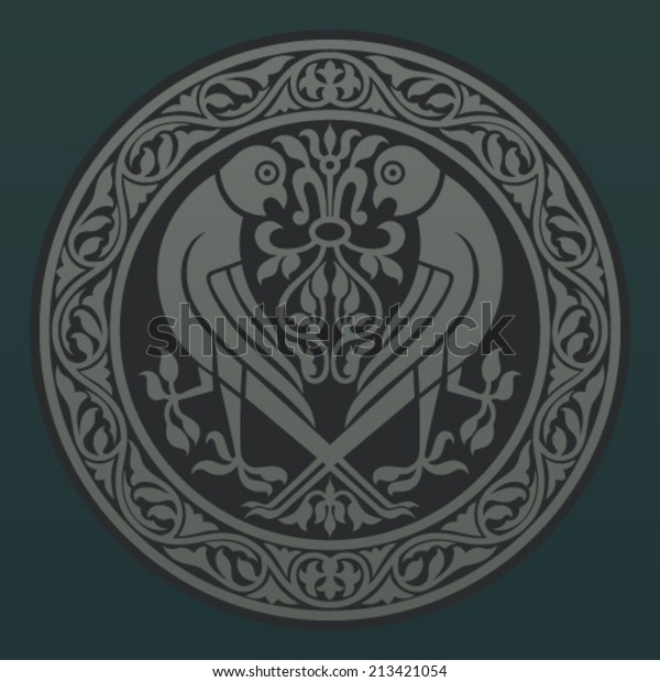 Round Stencil Falcon Silhouettes Vector Illustration: vector de stock ...