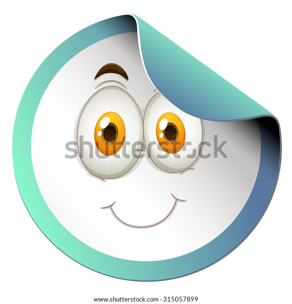 Round Sticker Happy Face Illustration Stock Vector (Royalty Free ...