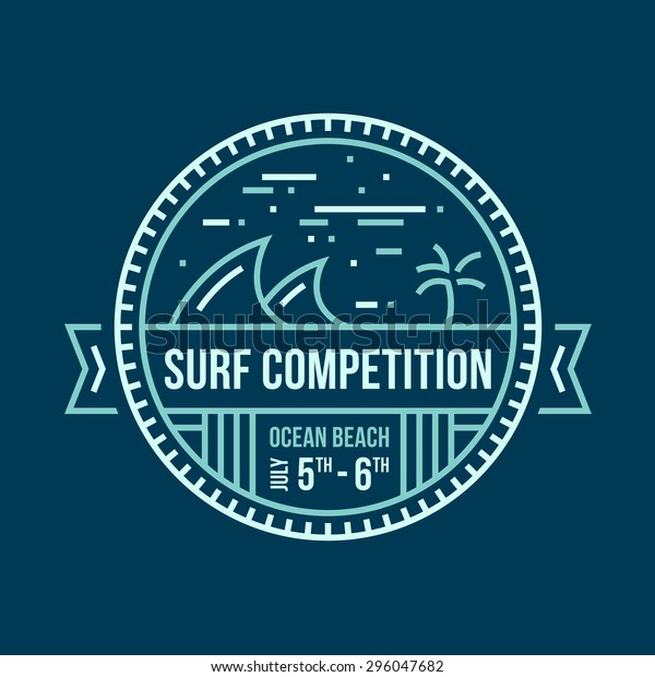 Round Surfing Wave Emblem Abstract Illustrated Stock Vector (Royalty ...