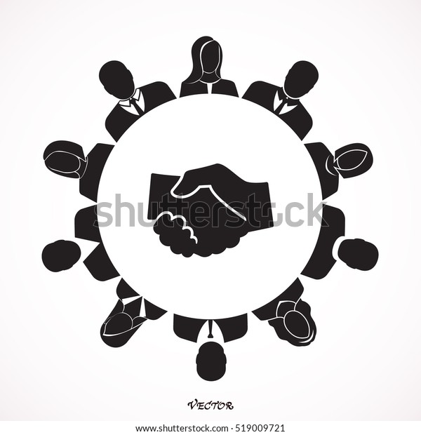 Round Table Meeting Handshake Stock Vector (Royalty Free) 519009721