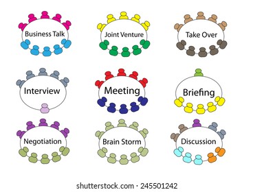 Round Table Meeting Vector Illustration Different Stock Vector (Royalty ...