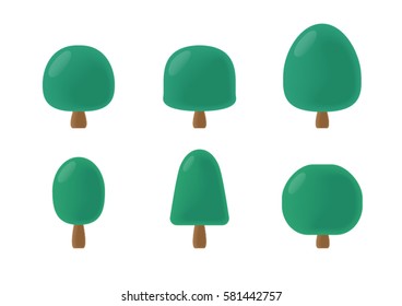 Round Tree Cartoon Pack Stock Vector (Royalty Free) 581442757 ...