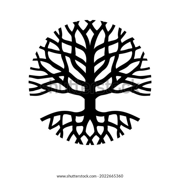 Round Tree Life Rootsbranchesvector Black Circle Stock Vector (Royalty ...