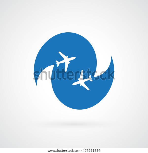 Round trip blue logo icon emblem vector illustration on white background